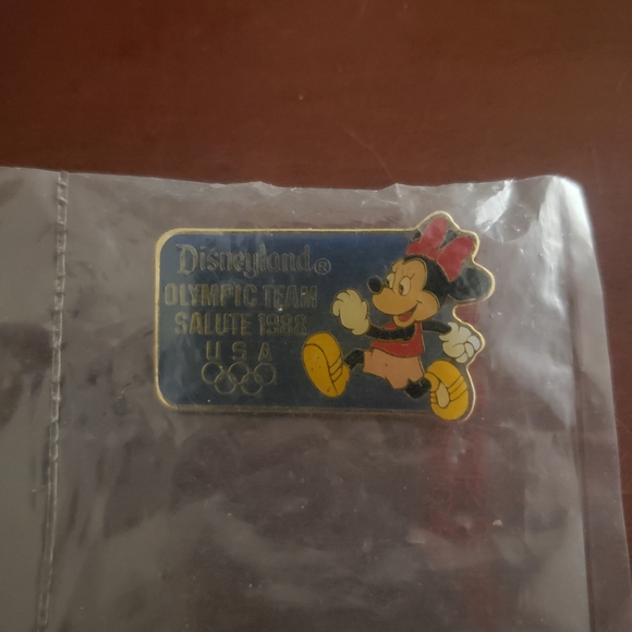Disney | Accessories | Disneyland Olympic Team Salute Pin Red Black ...